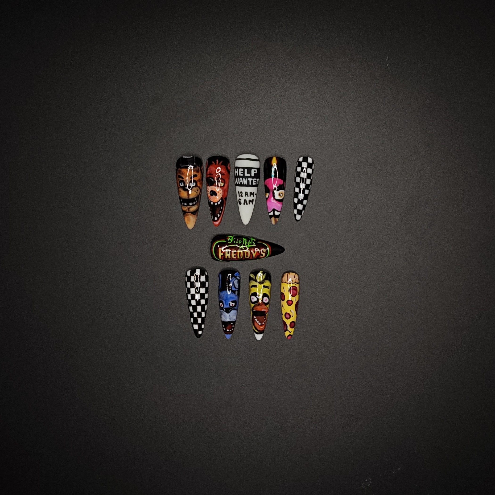 FNAF Five Nights at Freddy's Chica Foxy Bonnie Pizza Press-on Nail Set ...