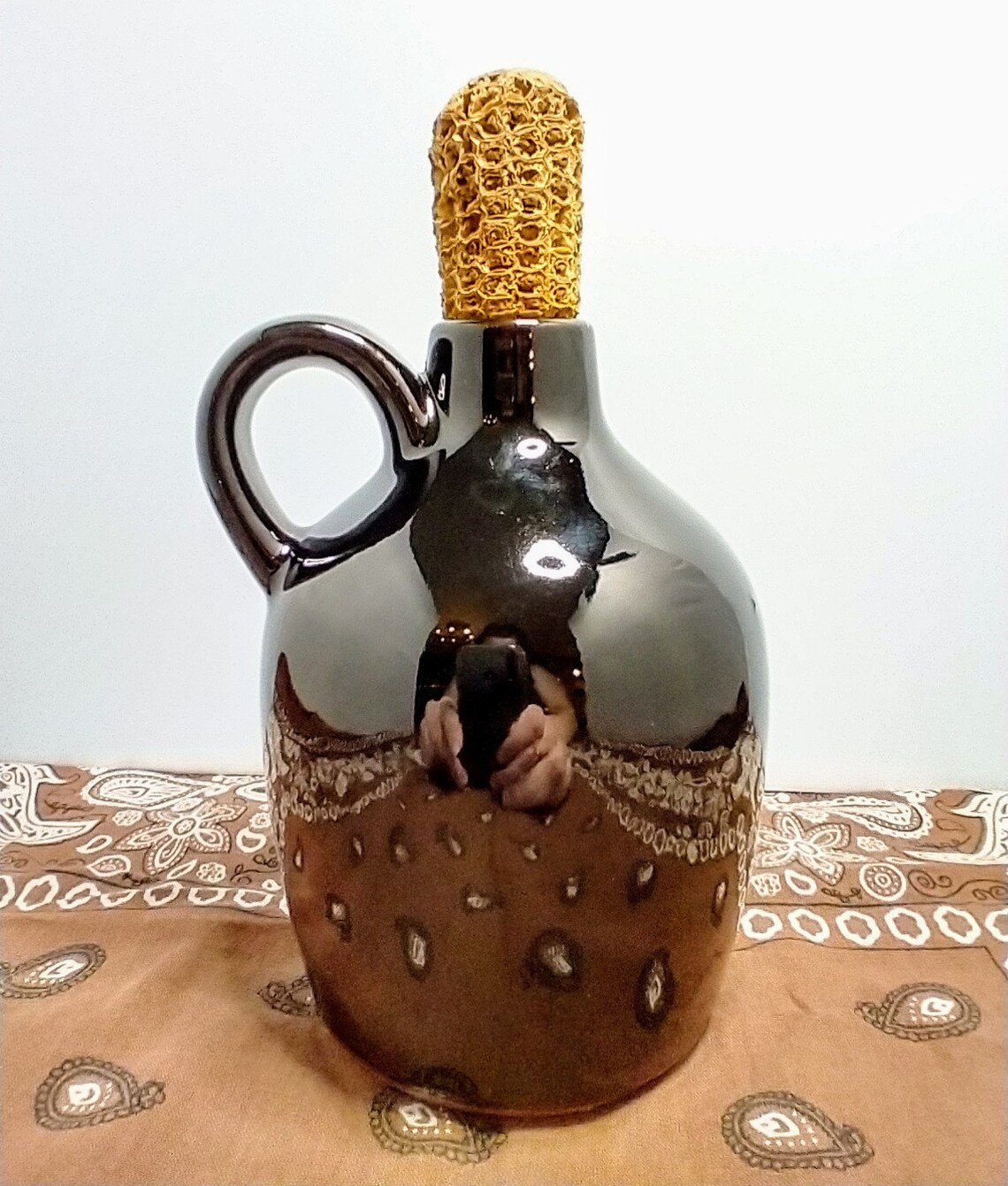 Vintage Brown Ceramic Moonshine Jug With Real Corncob Cork - Etsy