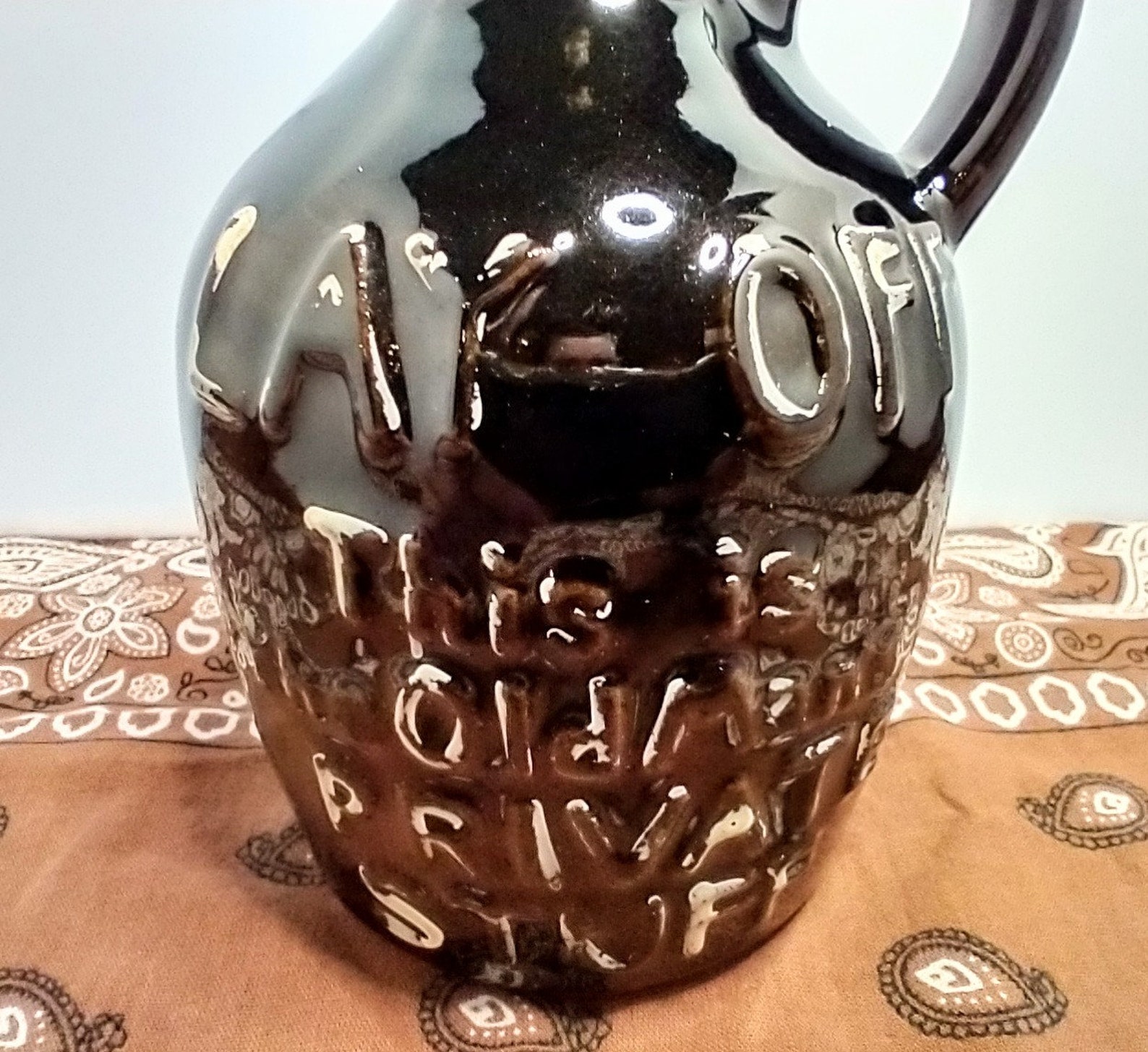 Vintage Brown Ceramic Moonshine Jug With Real Corncob Cork - Etsy