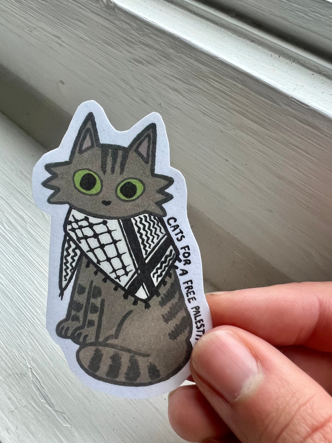 Cats for a Free Palestine Homemade Sticker, Kufiya Cat, Fundraiser - Etsy