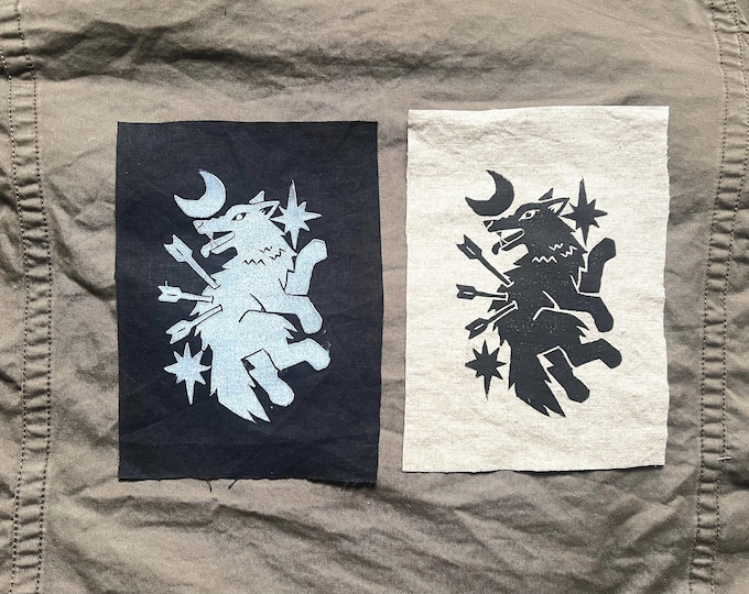 Wolf Linocut Patch, Block Print, Punk Patch, Goth - Etsy