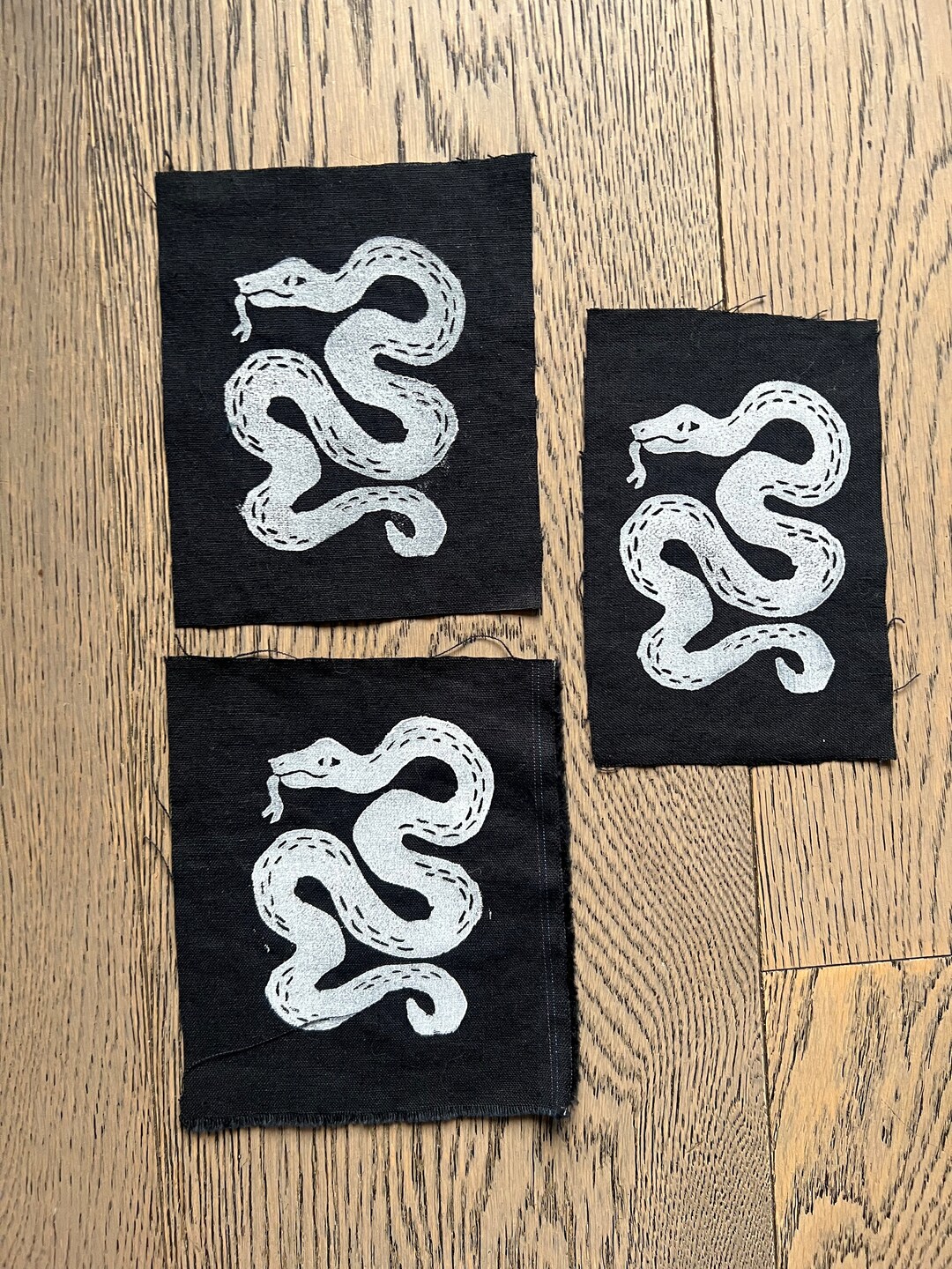 Sneaky Snake Linocut Linen Patch, Punk Patches, Block Print, Snek ...