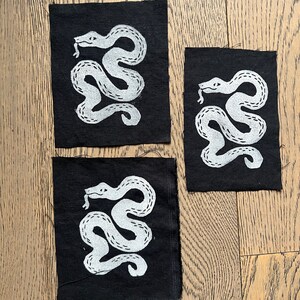 Sneaky Snake Linocut Linen Patch, Punk Patches, Block Print, Snek, Nature, Serpent - Etsy