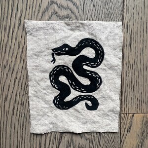 Sneaky Snake Linocut Linen Patch, Punk Patches, Block Print, Snek ...