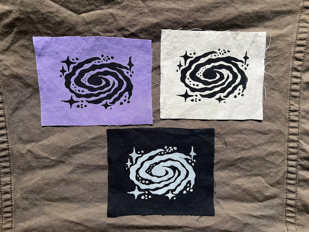 Milky Way Galaxy Space Linocut Hand Printed Patch, Stars, Block Print ...
