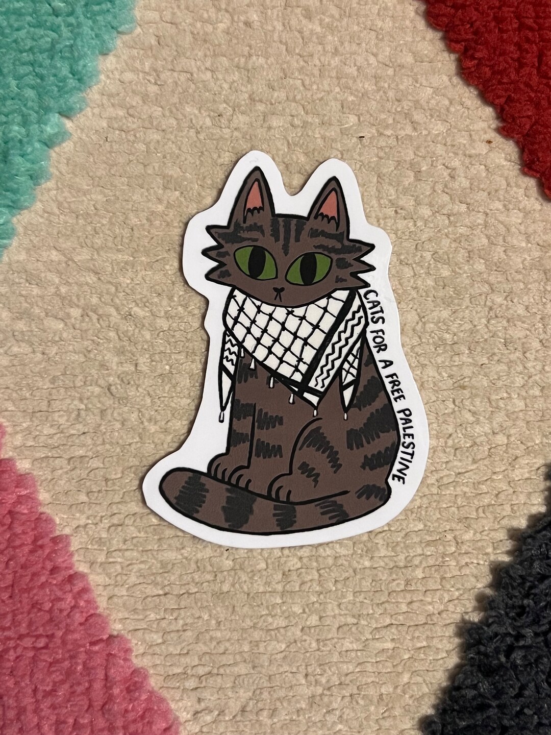 Cats for a Free Palestine Homemade Sticker, Kufiya Cat, Fundraiser - Etsy