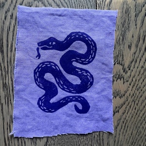 Sneaky Snake Linocut Linen Patch, Punk Patches, Block Print, Snek ...