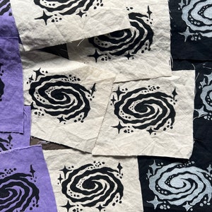 Milky Way Galaxy Space Linocut Hand Printed Patch, Stars, Block Print ...