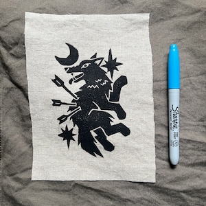 Wolf Linocut Patch, Block Print, Punk Patch, Goth - Etsy