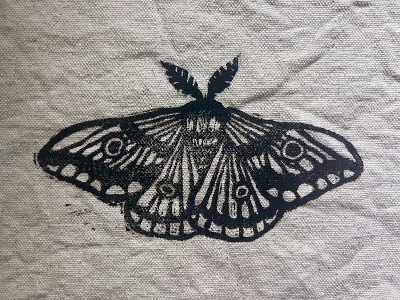 Moth Linocut Sew Patch Nature Insect Butterfly Bugs Block - Etsy Canada