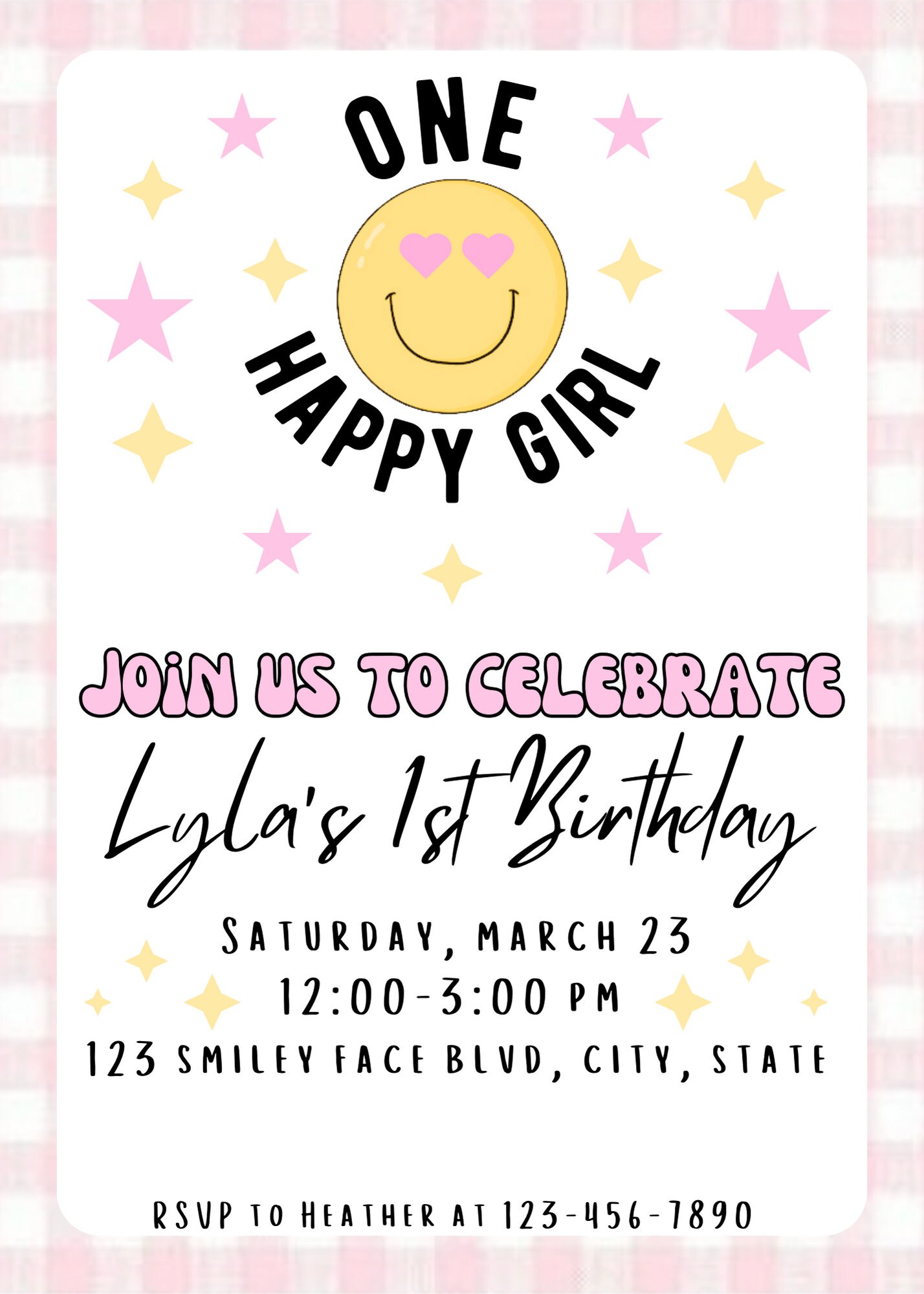 One Happy Girl Birthday Party Invitation Instant Editable Download - Etsy