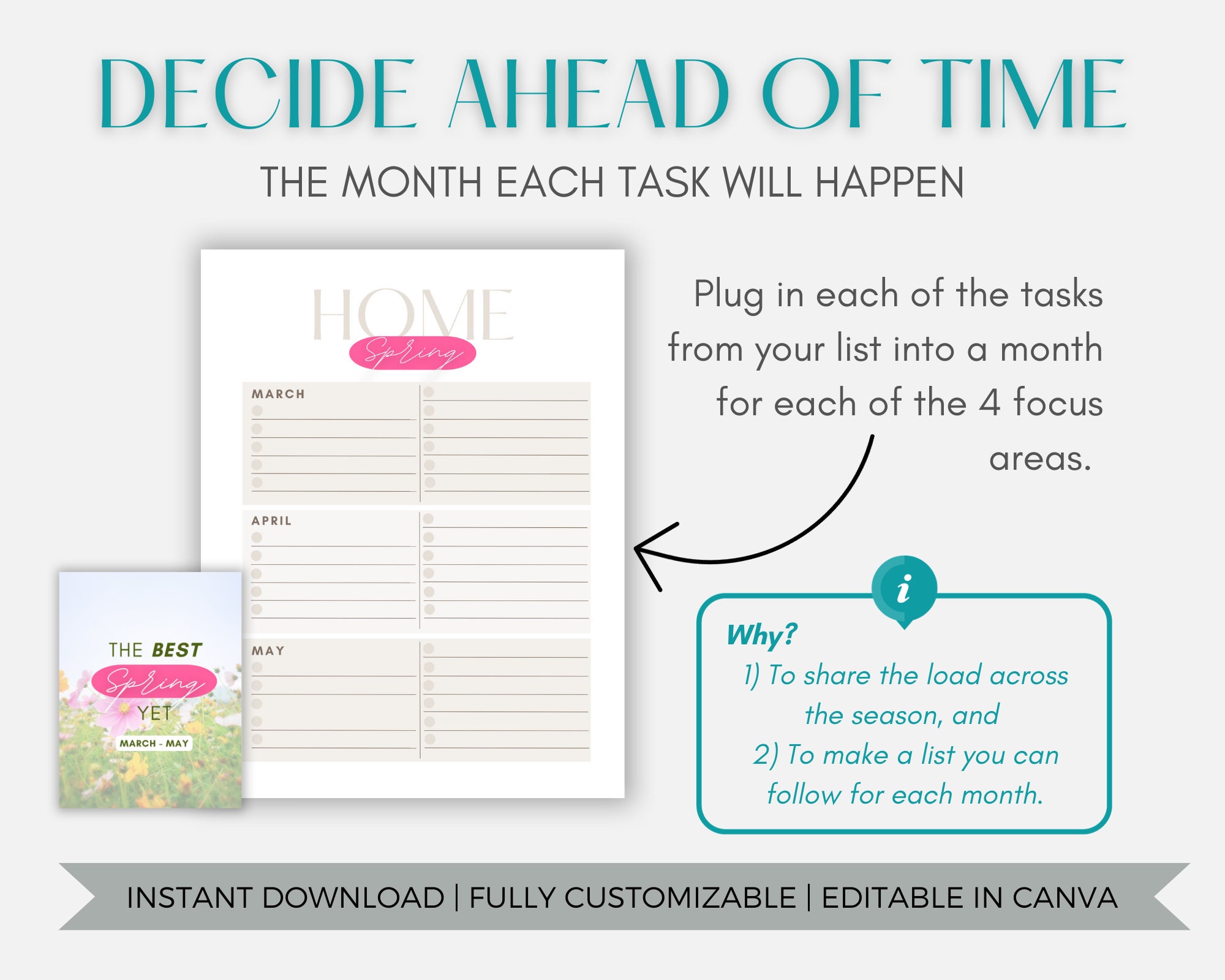 Editable Seasonal Planner Printable| Fall Bucket List| Spring Checklist ...