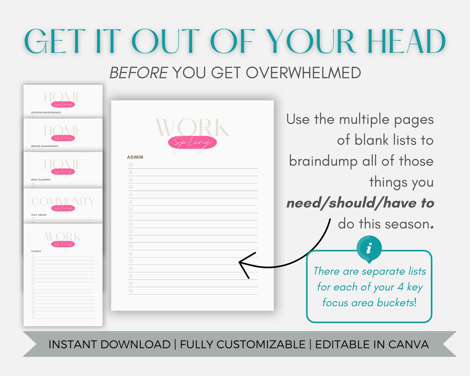 Editable Seasonal Planner Printable| Fall Bucket List| Spring Checklist ...