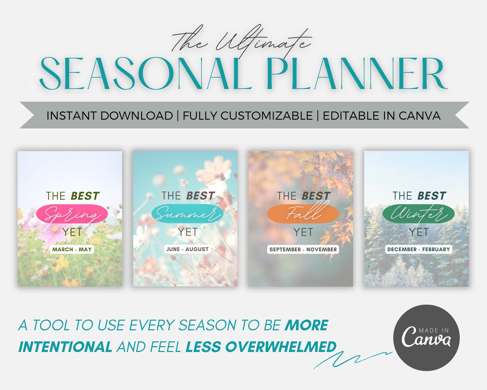 Editable Seasonal Planner Printable| Fall Bucket List| Spring Checklist ...