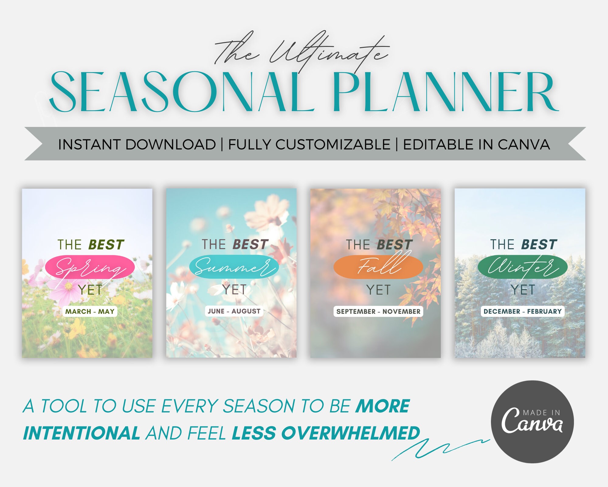 Editable Seasonal Planner Printable| Fall Bucket List| Spring Checklist ...