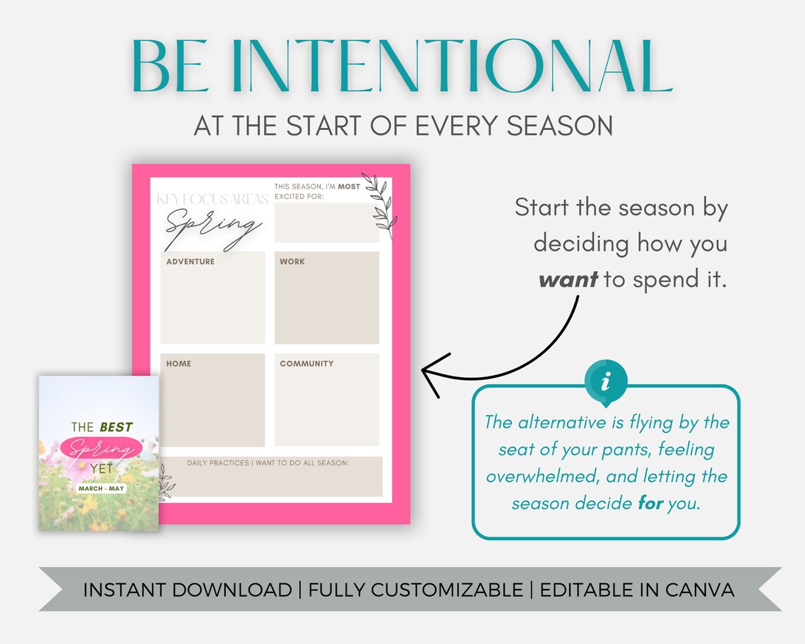 Editable Seasonal Planner Printable| Fall Bucket List| Spring Checklist ...