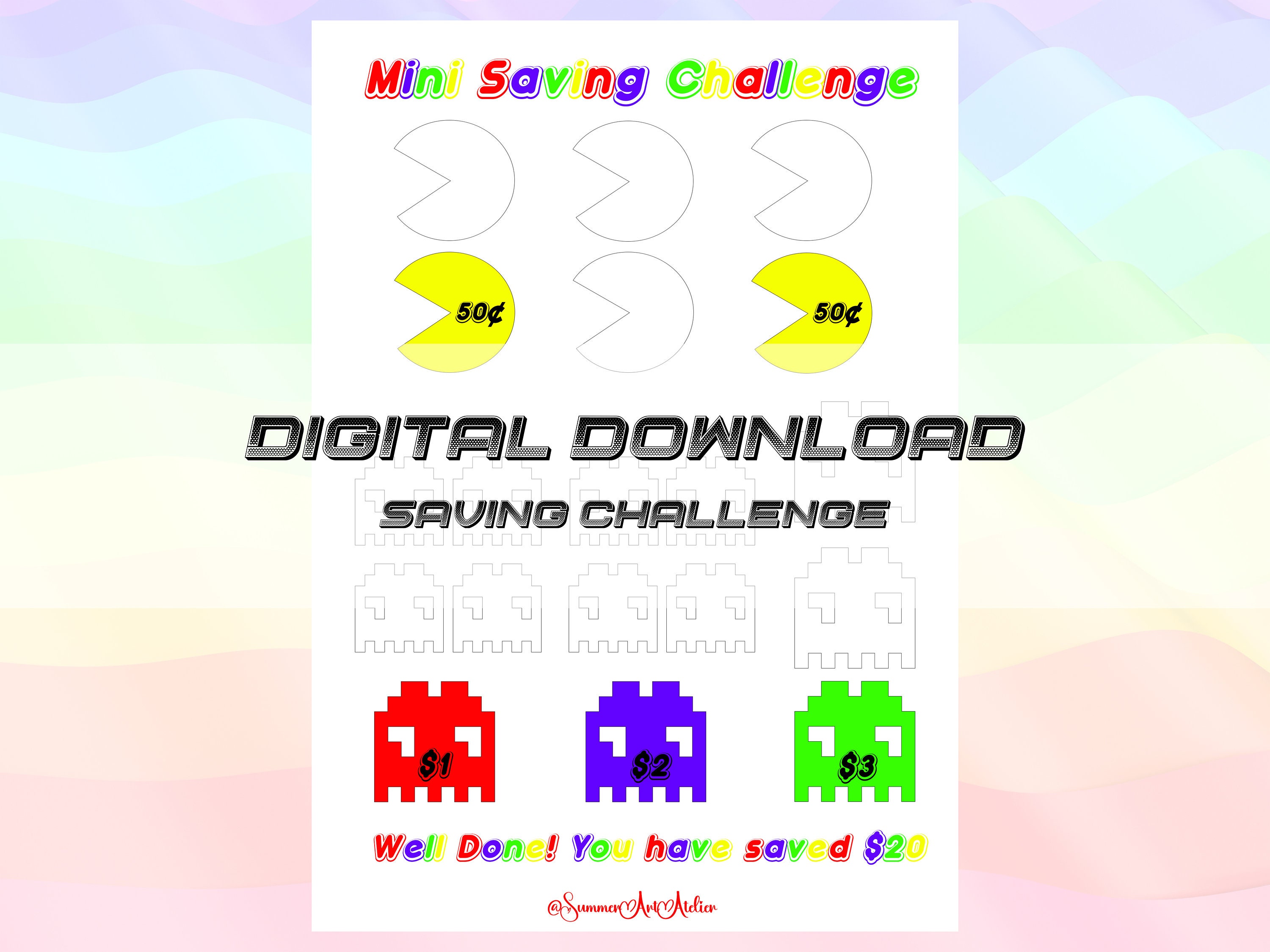 Mini Saving Challenge Bundle, Kids Gaming Fun Saving Tracker, Children ...