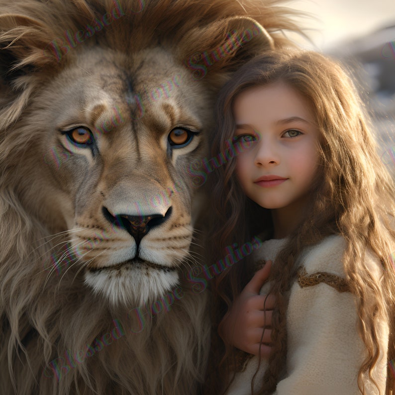 Narnia - Narnia Poster - Digital Print - Aslan and Lucy in the Wild - Etsy