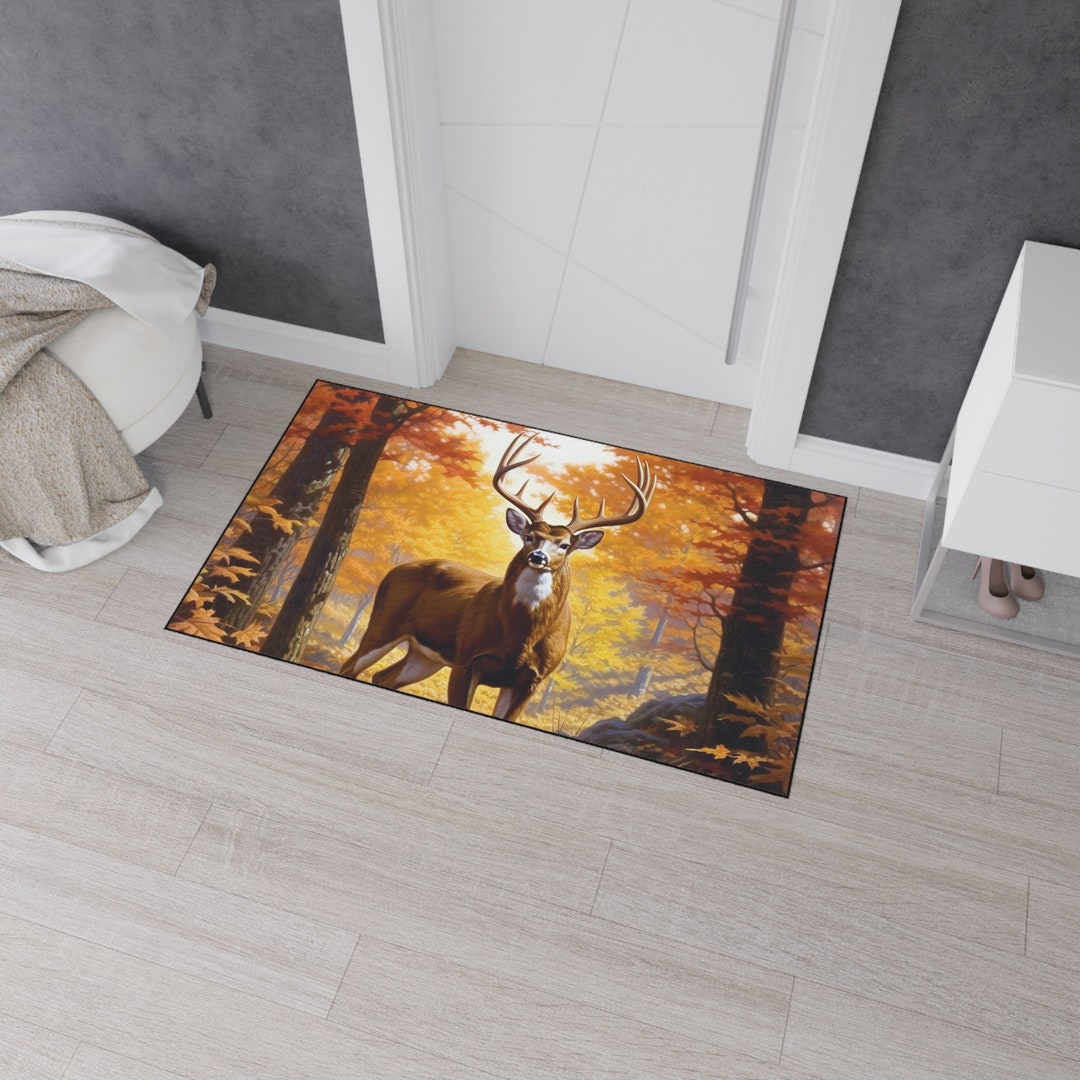Rustic Deer in Autumn Woods Floor Mat for the Home, Camp or Man-cave - Etsy