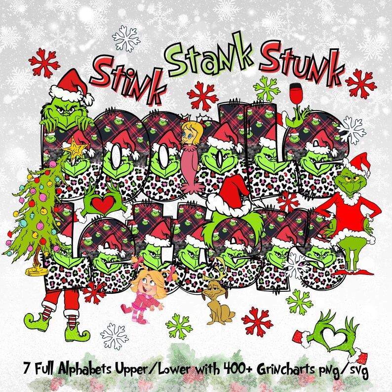 BUNDLE Grinch Christmas Doodle Letters, Upper and Lowercase Alphabet ...