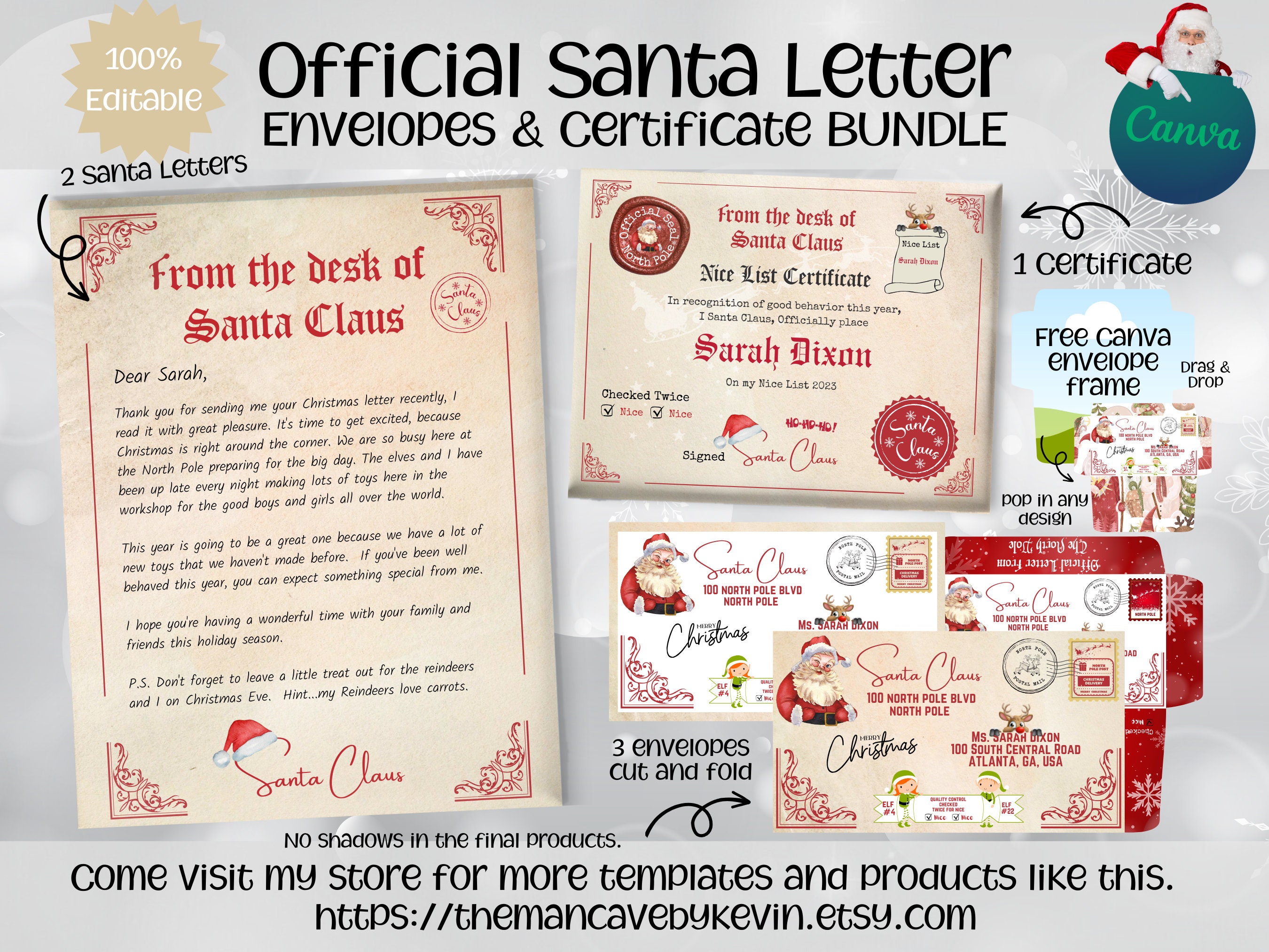 Letter From Santa Santa Letter Santa Nice List Certificate, Christmas ...