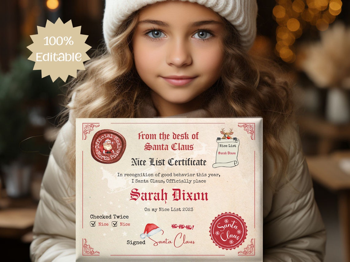 Letter From Santa Santa Letter Santa Nice List Certificate - Etsy
