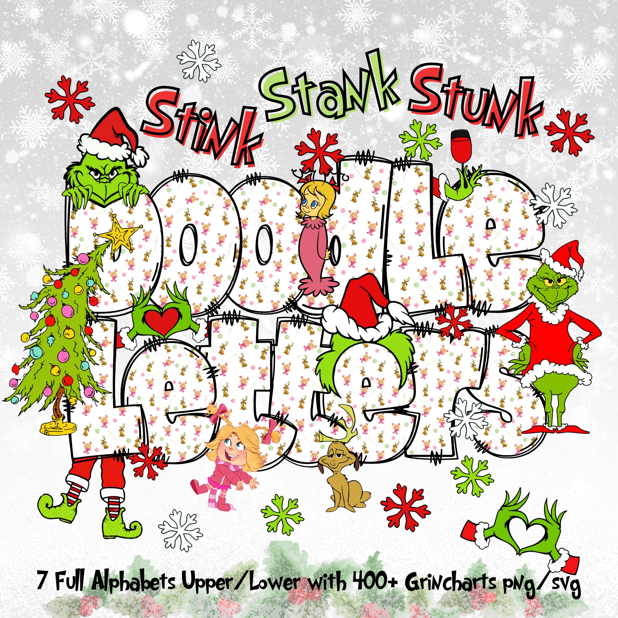 BUNDLE Grinch Christmas Doodle Letters, Upper and Lowercase Alphabet ...