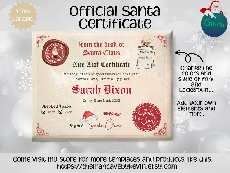 Letter From Santa Santa Letter Santa Nice List Certificate, Christmas ...