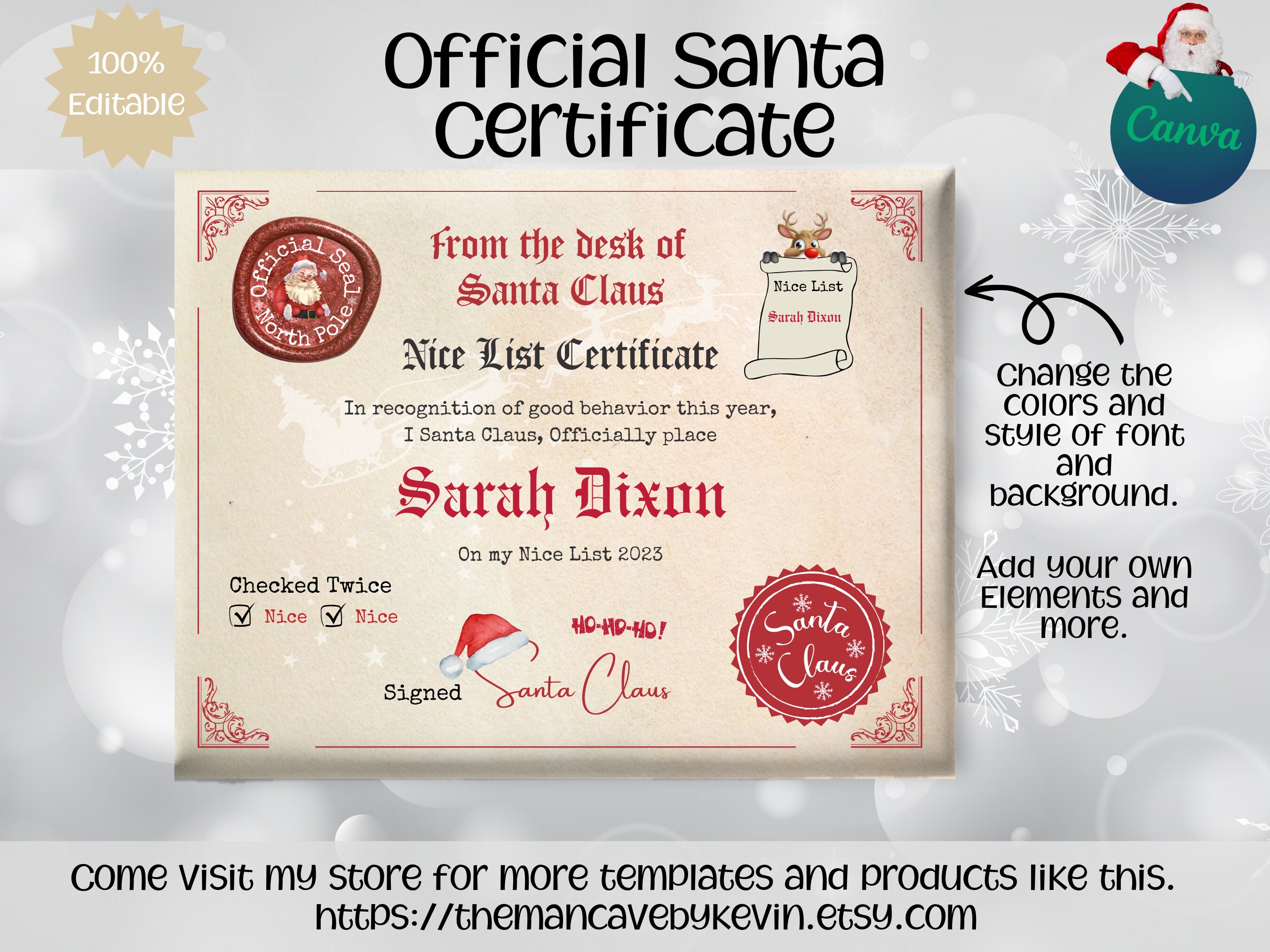 Letter From Santa Santa Letter Santa Nice List Certificate, Christmas ...