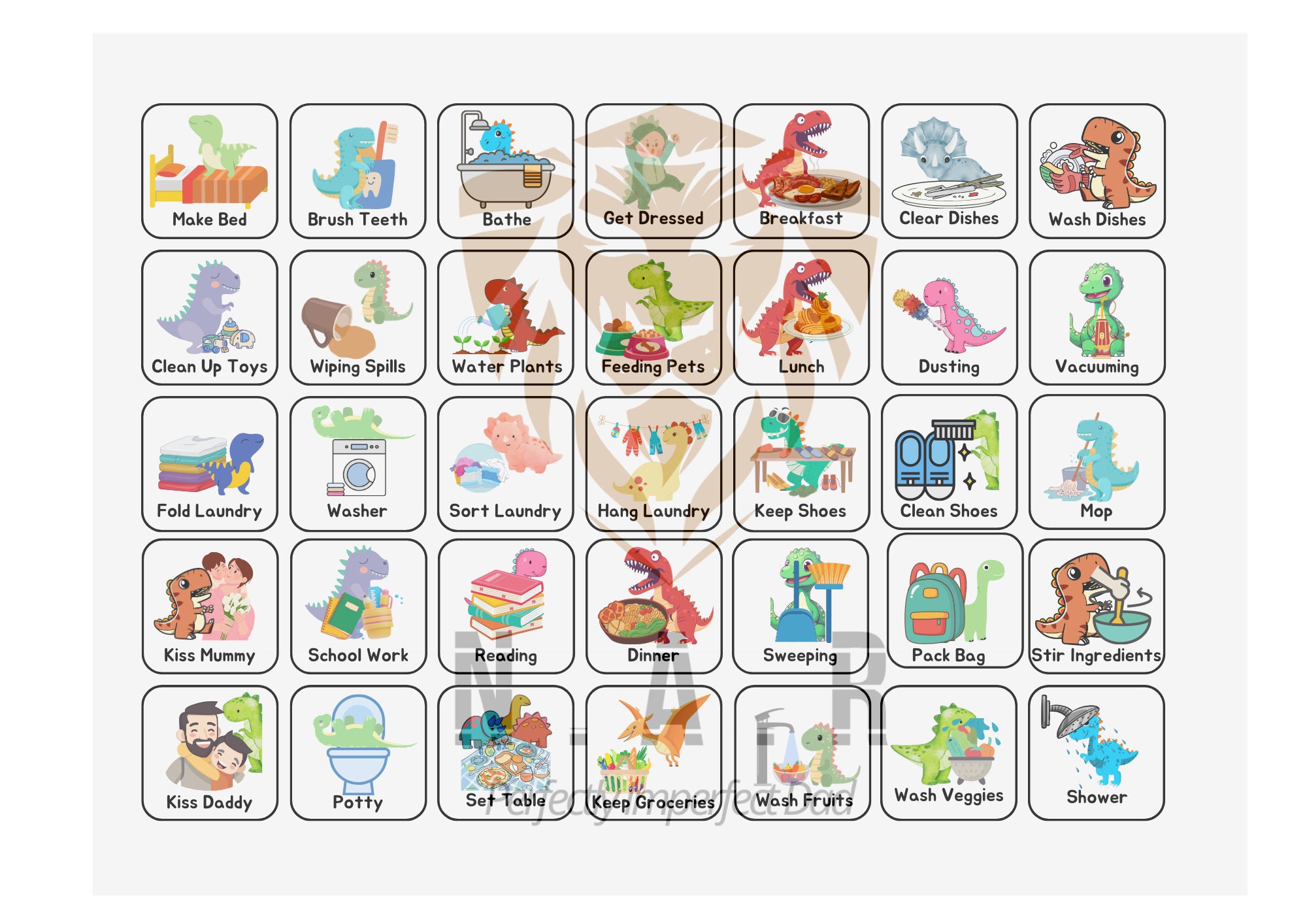 Dinosaur Kids Daily Responsibilities Chart Printable Daily - Etsy
