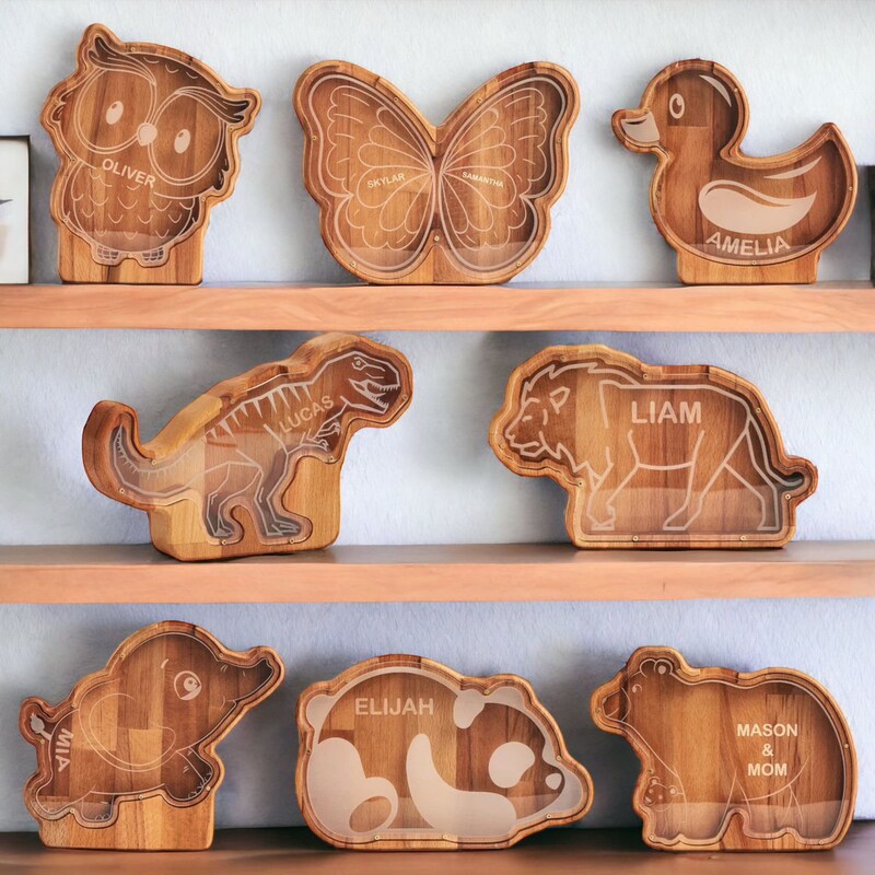 Wooden Coin Bank - Etsy