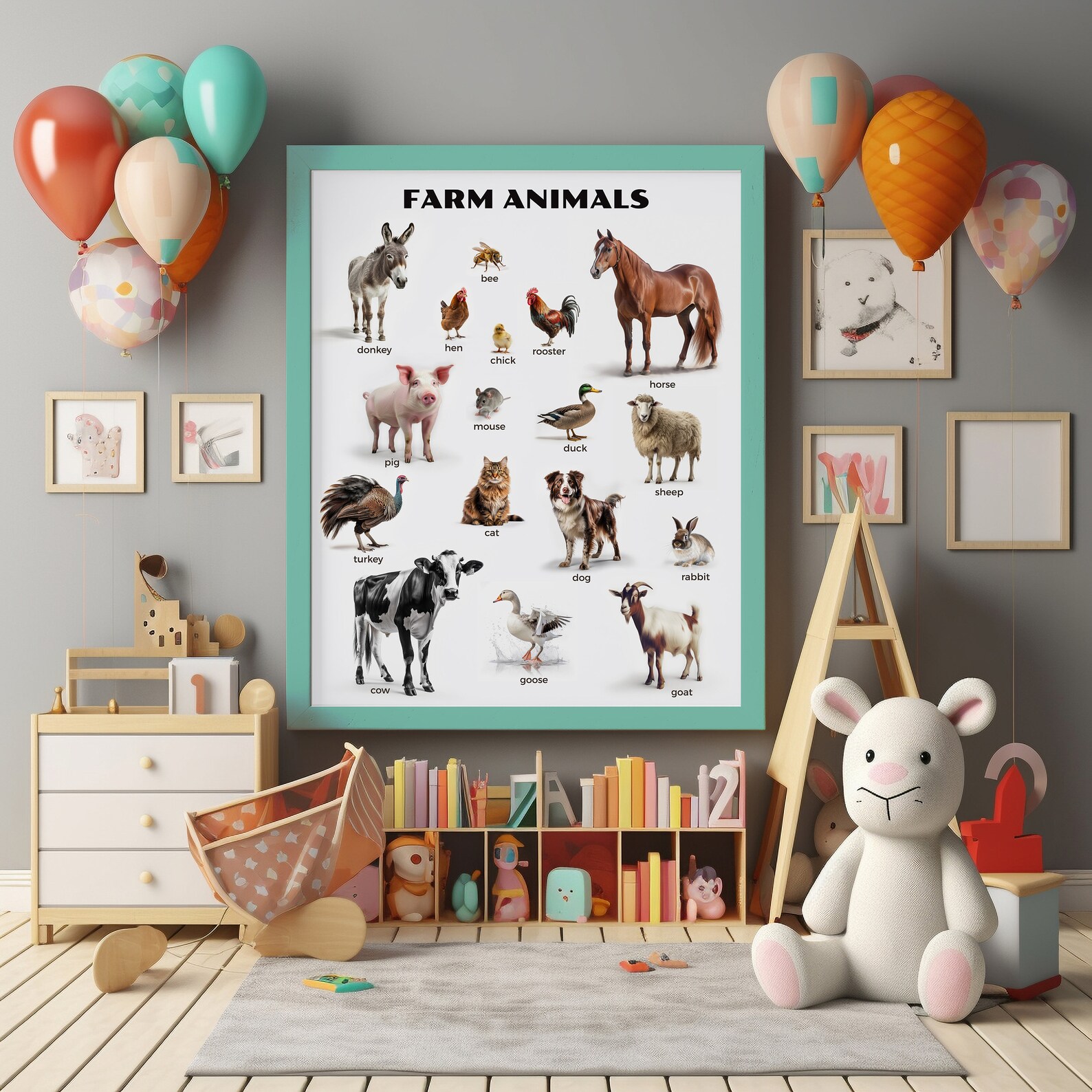 Montessori Farm Animals Poster Real Learning Educational - Etsy