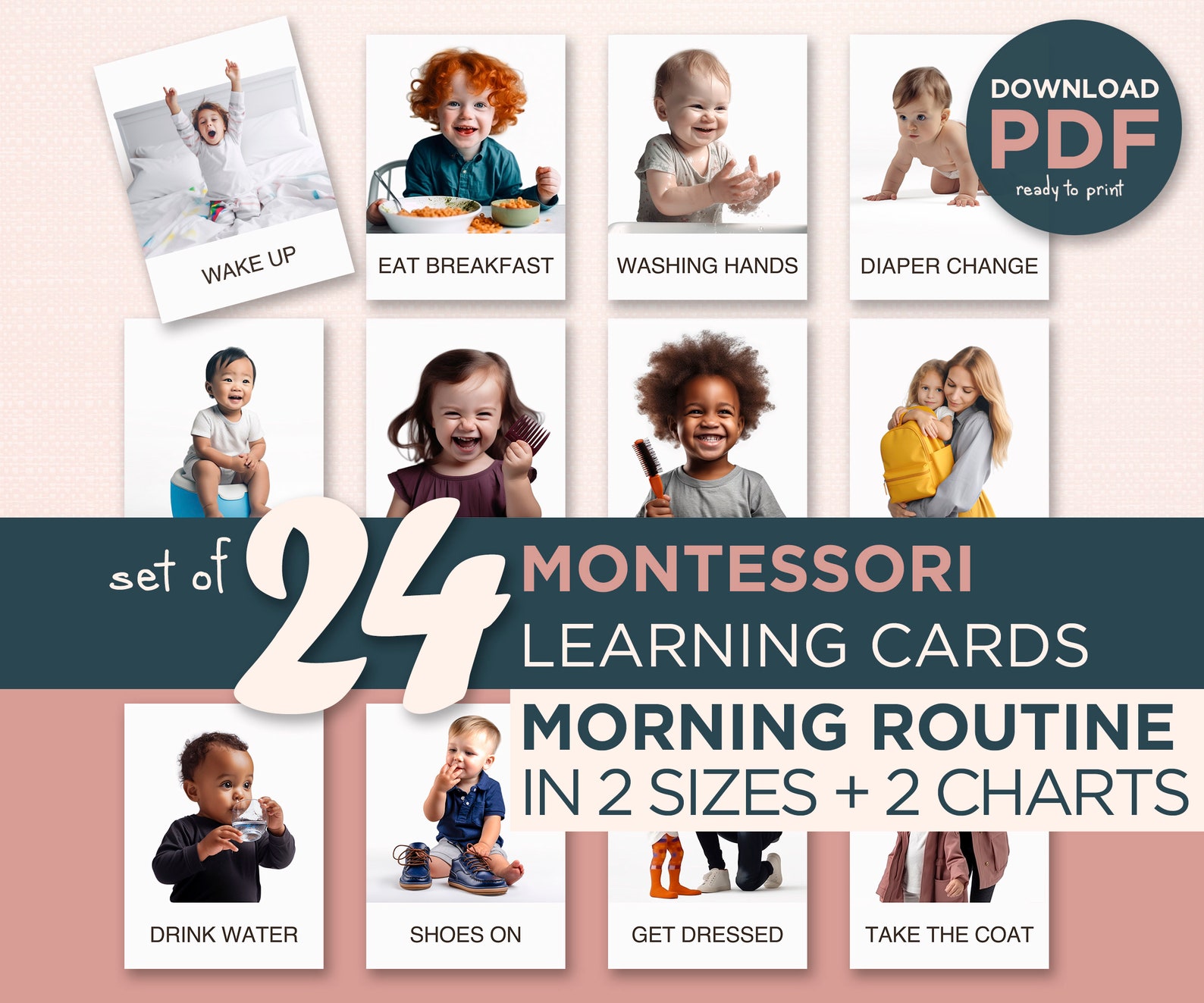 Montessori MORNING ROUTINE Flashcards, to Do CHART, Kids Schedule ...