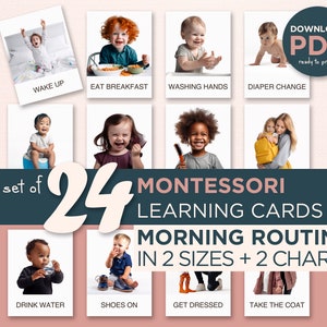 Montessori MORNING ROUTINE Flashcards, to Do CHART, Kids Schedule ...