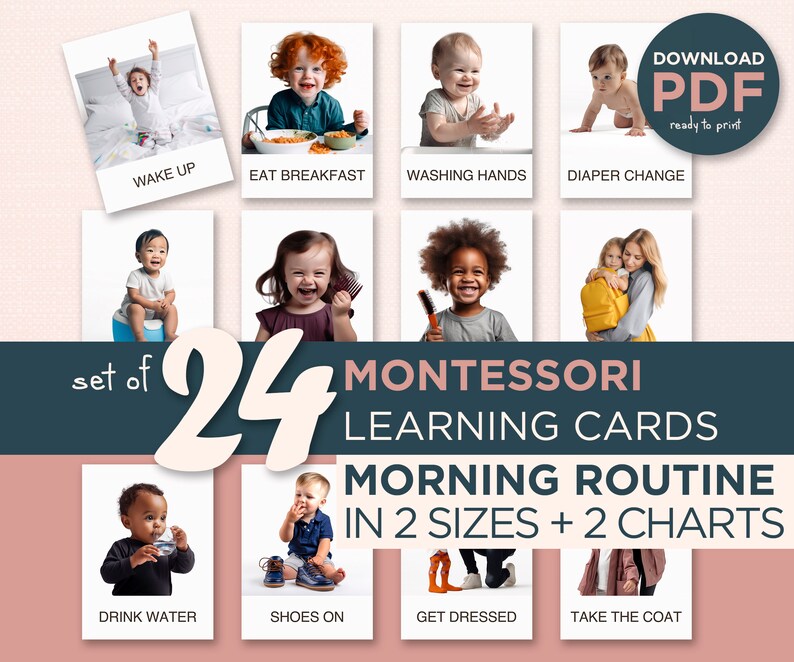 Montessori MORNING ROUTINE Flashcards, to Do CHART, Kids Schedule ...