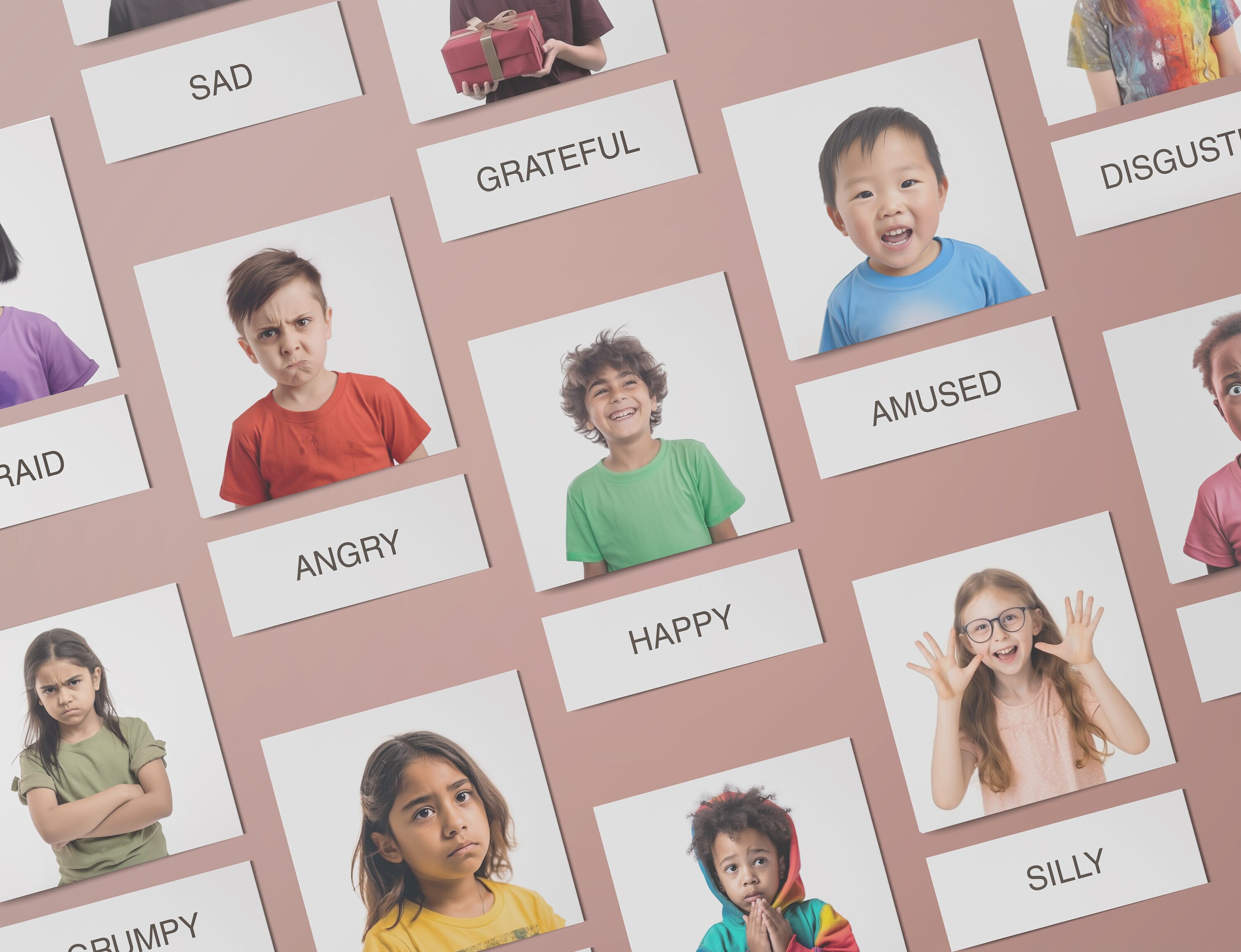 EMOTIONS Montessori Real Picture Flash Card Corner Feeling Flashcard ...