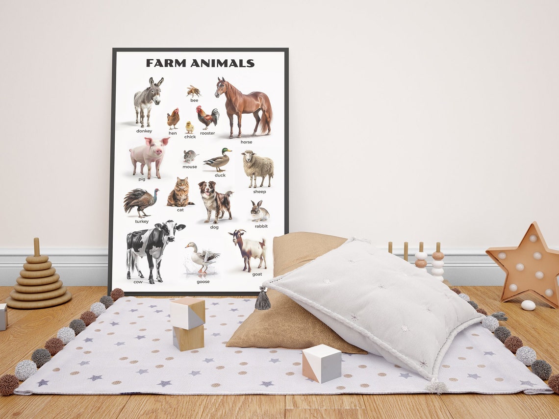 Montessori Farm Animals Poster Real Learning Educational - Etsy