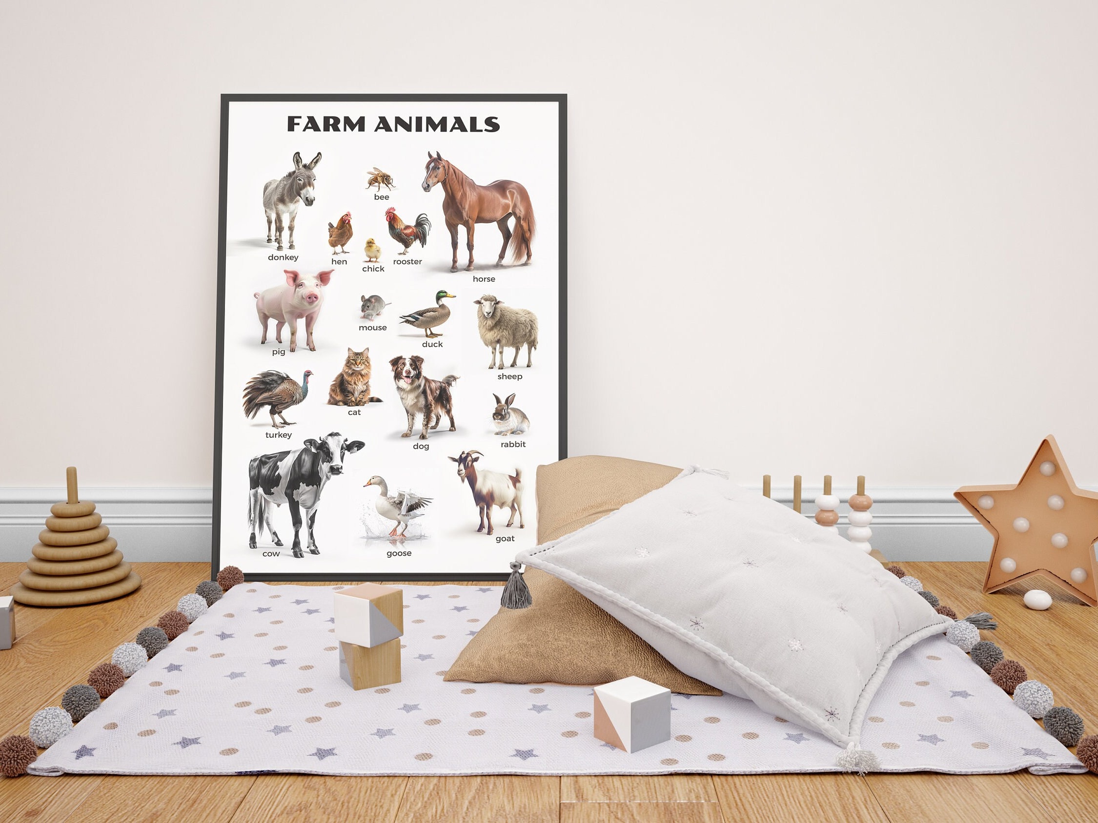 Montessori Farm Animals Poster Real Learning Educational - Etsy