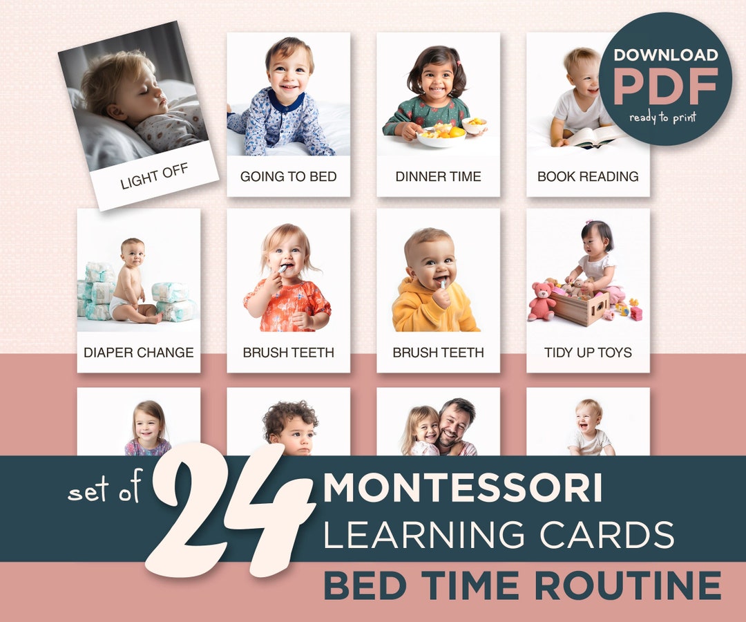 24 Editable Flashcards, Montessori SLEEP ROUTINE, Calming Corner ...
