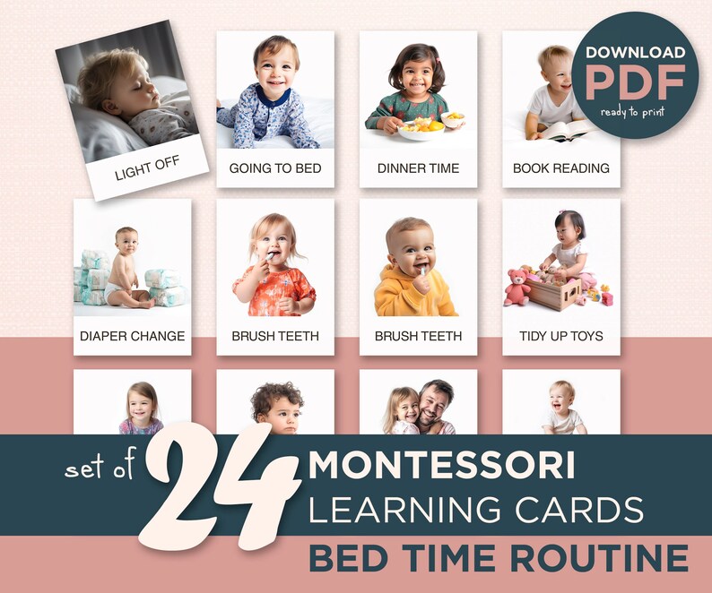 24 Editable Flashcards, Montessori SLEEP ROUTINE, Calming Corner ...
