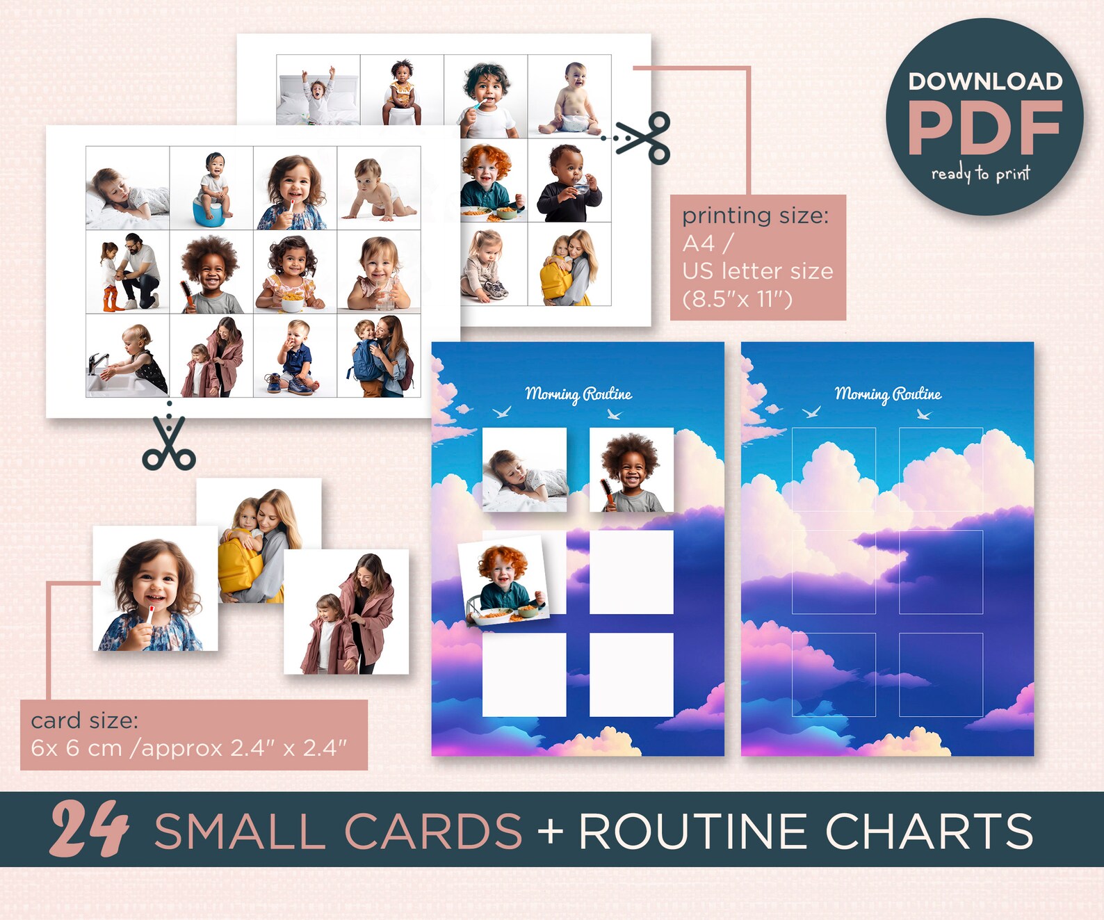 Montessori MORNING ROUTINE Flashcards, to Do CHART, Kids Schedule ...