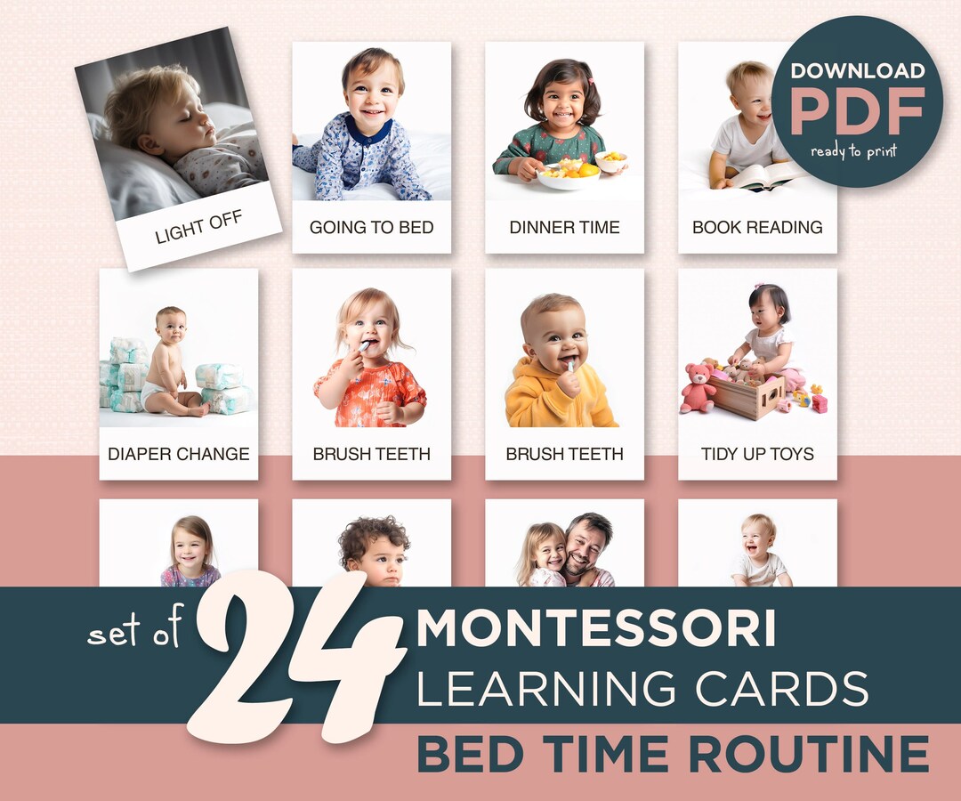 Montessori BEDTIME Flashcards, Calming Corner Print, Calming Down ...