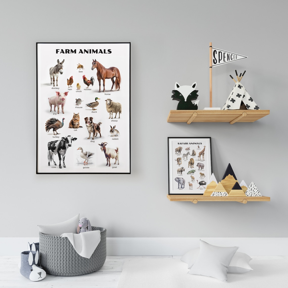 Montessori Farm Animals Poster Real Learning Educational - Etsy