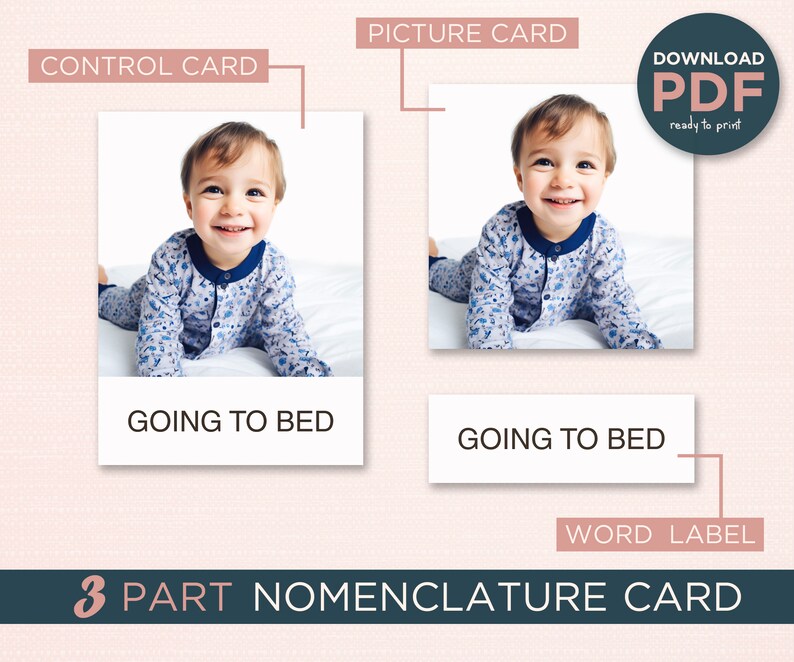Montessori BEDTIME Flashcard, Calming Down Corner Feelings Game Daily ...