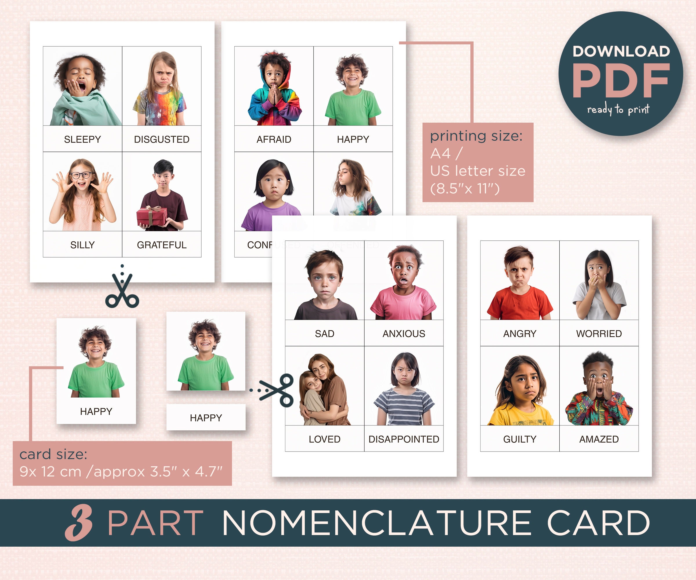 Editable Kids Emotions Cards, Daily Routine Flashcards, Daily Rhythm ...