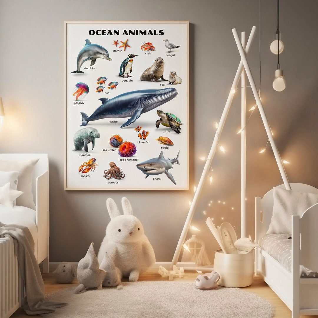 Realistic Ocean Animals Montessori Poster Educational Sea - Etsy