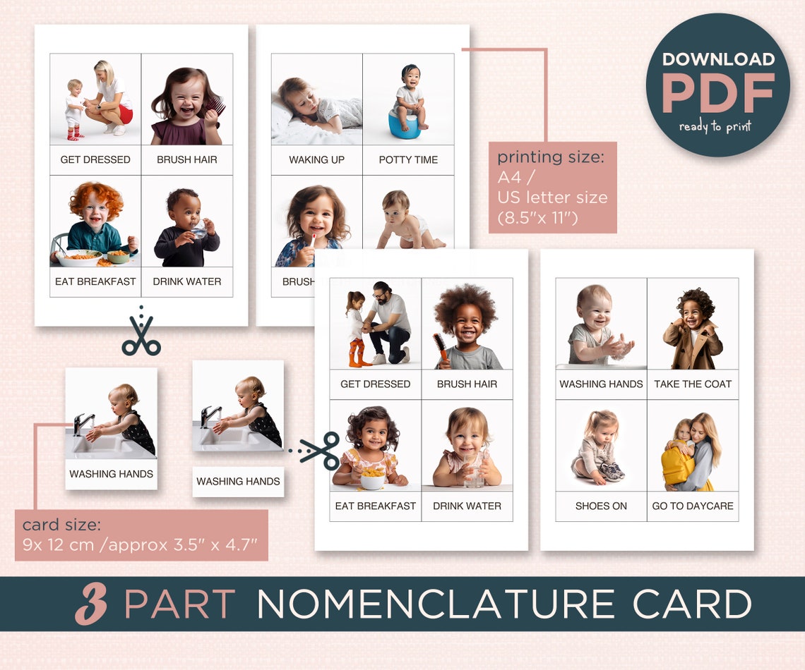 Montessori MORNING ROUTINE Flashcards, to Do CHART, Kids Schedule ...