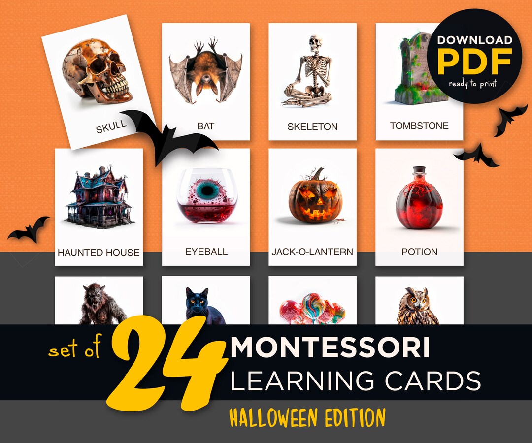 HALLOWEEN Game 24 Editable Montessori Cards Flash Cards - Etsy