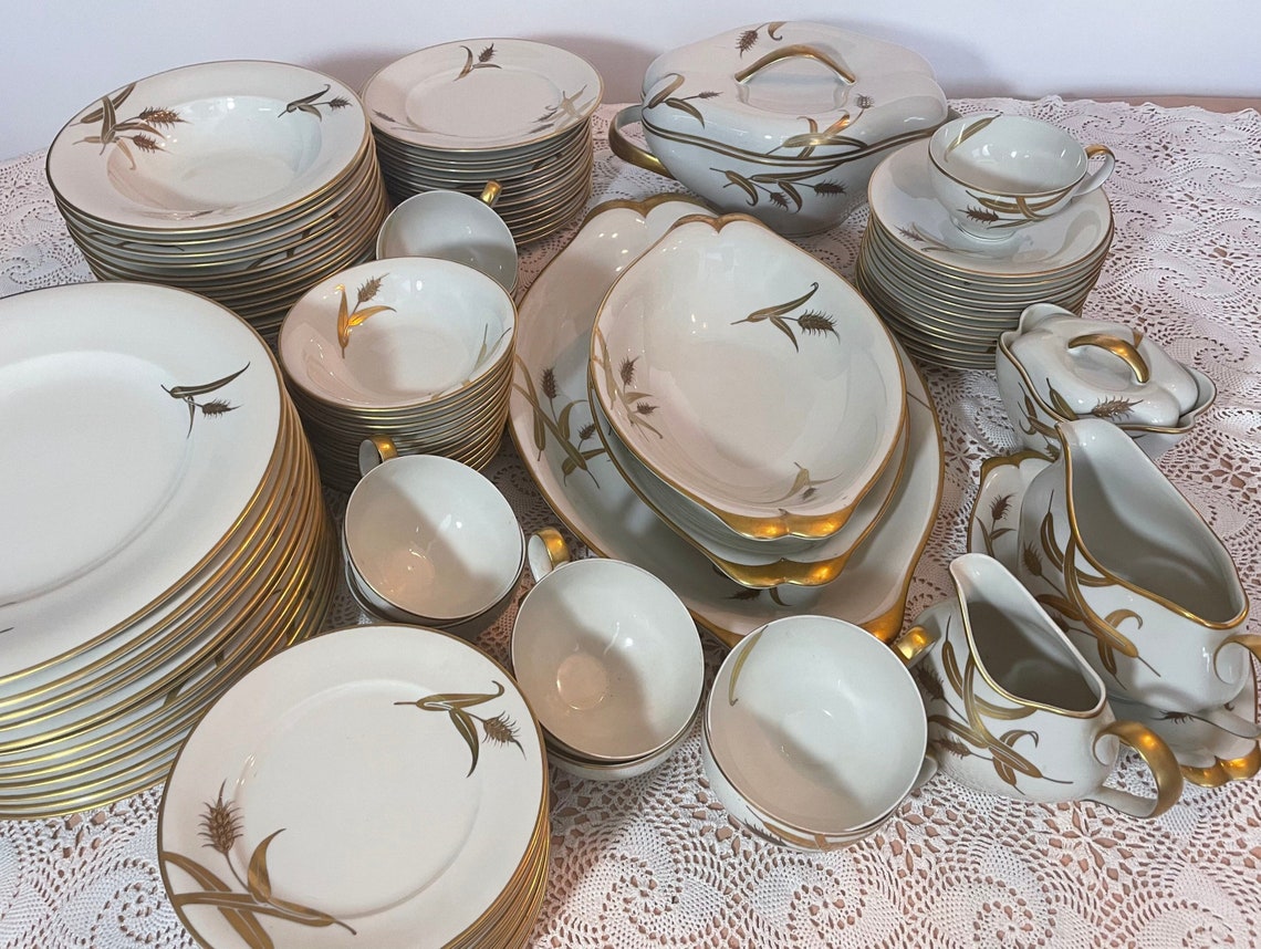 Vintage Meito Norleans China Midas Gold Wheat Pattern_ Setting for 12 ...