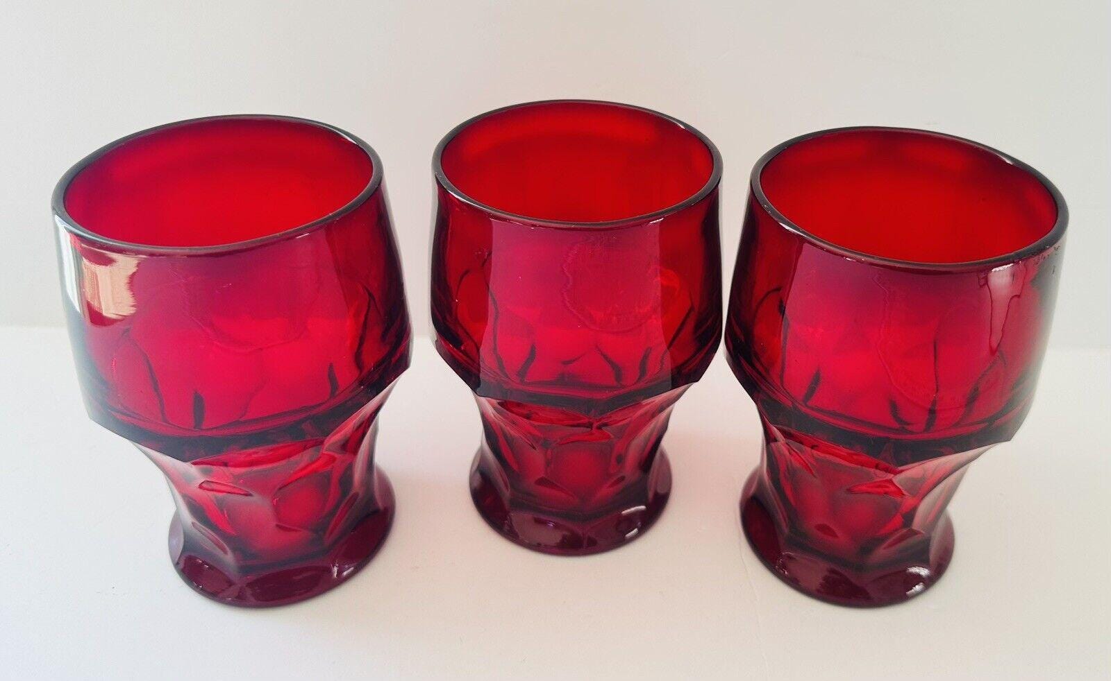 3 Viking Glass Georgian Ruby Red Glass Flat Bottom Tumblers 5" Tall - Etsy